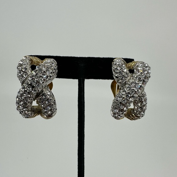 Jewelry | Vintage Chunky Rhinestone X Clip On Earrings | Poshmark